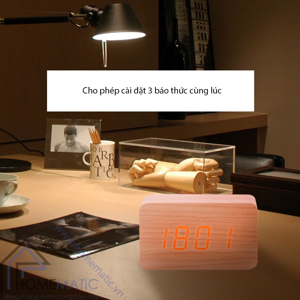 Đồng hồ vỏ gỗ cảm ứng chạm DIGITAL WOODEN CLOCK NZ-3