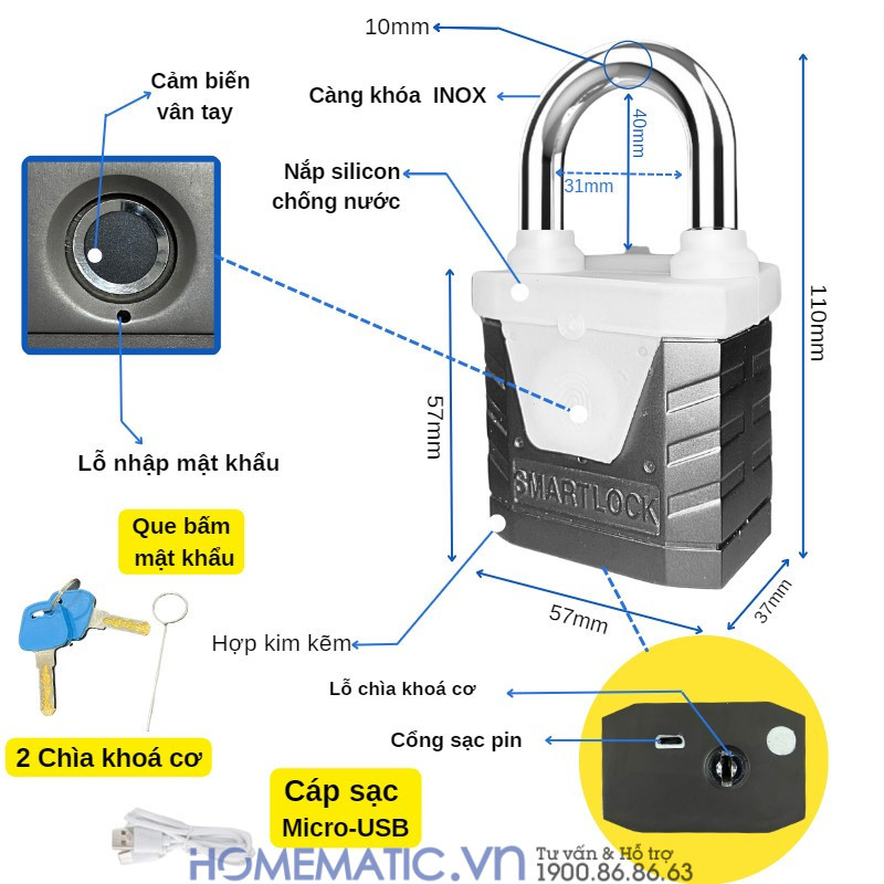 Ổ khóa vân tay EXSL chống trộm chống nước【Siêu bền】